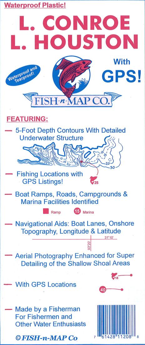 Lake Conroe & Lake Houston Fishing Map by Fish-n-Map Company