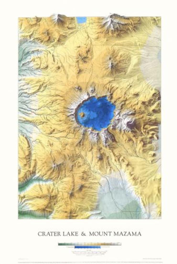 Crater Lake and Mount Mazama, Wall Map by Raven Maps