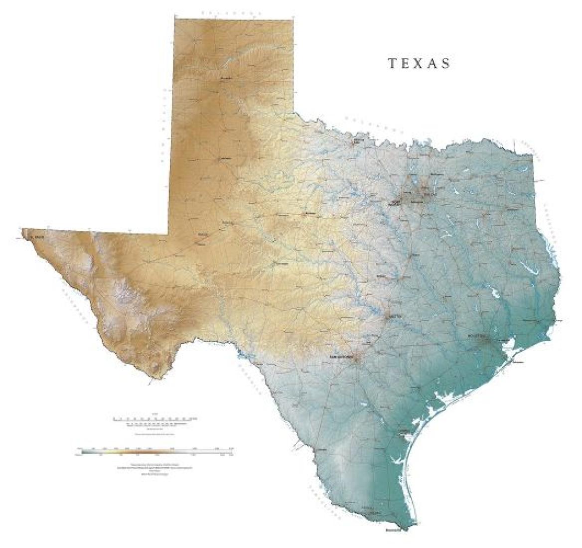 Texas, Physical Wall Map by Raven Maps