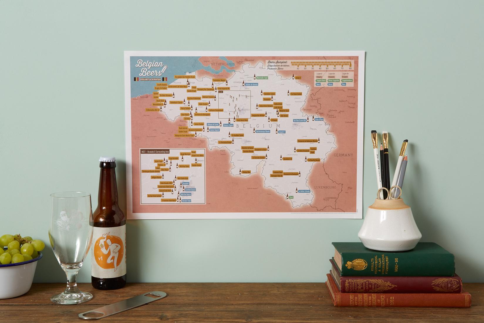 Scratch Off Belgian Beers Map by Maps International Ltd.
