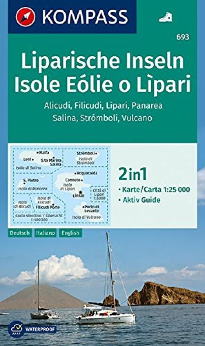 Isola Eolie o Lipari Hiking Map by Kompass