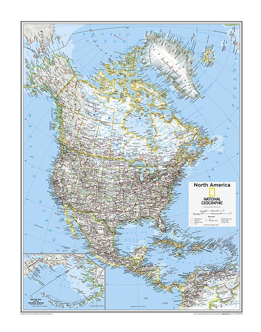 North America Political - Map from National Geographic Atlas of the ...