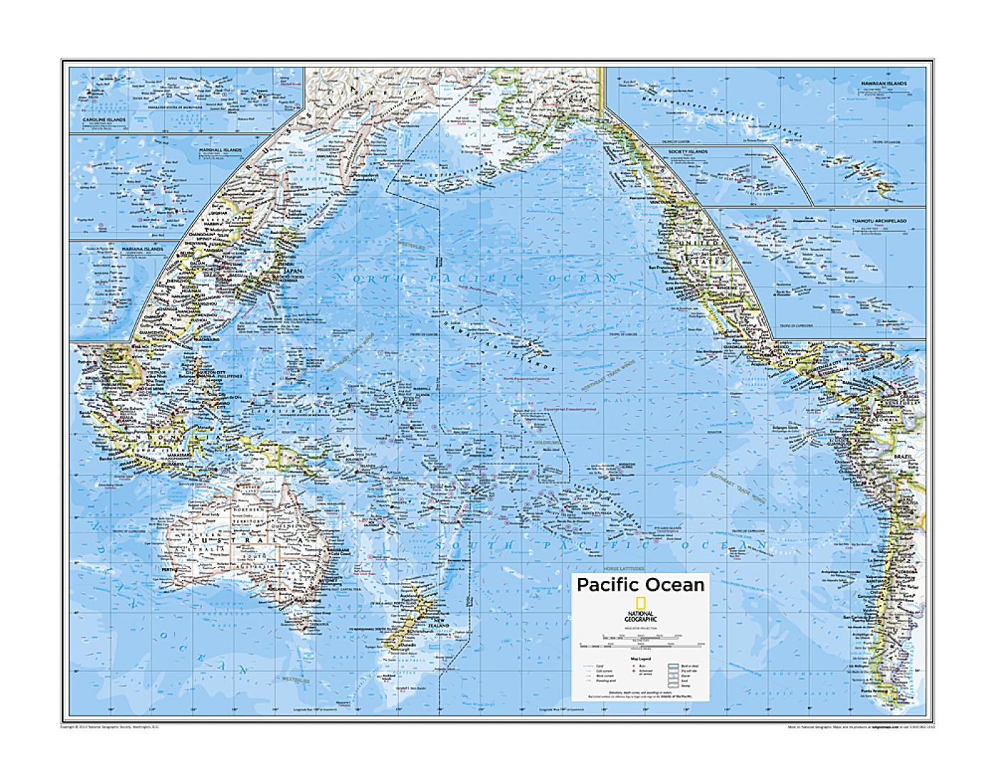 Pacific Ocean Political - Map from National Geographic Atlas of the ...