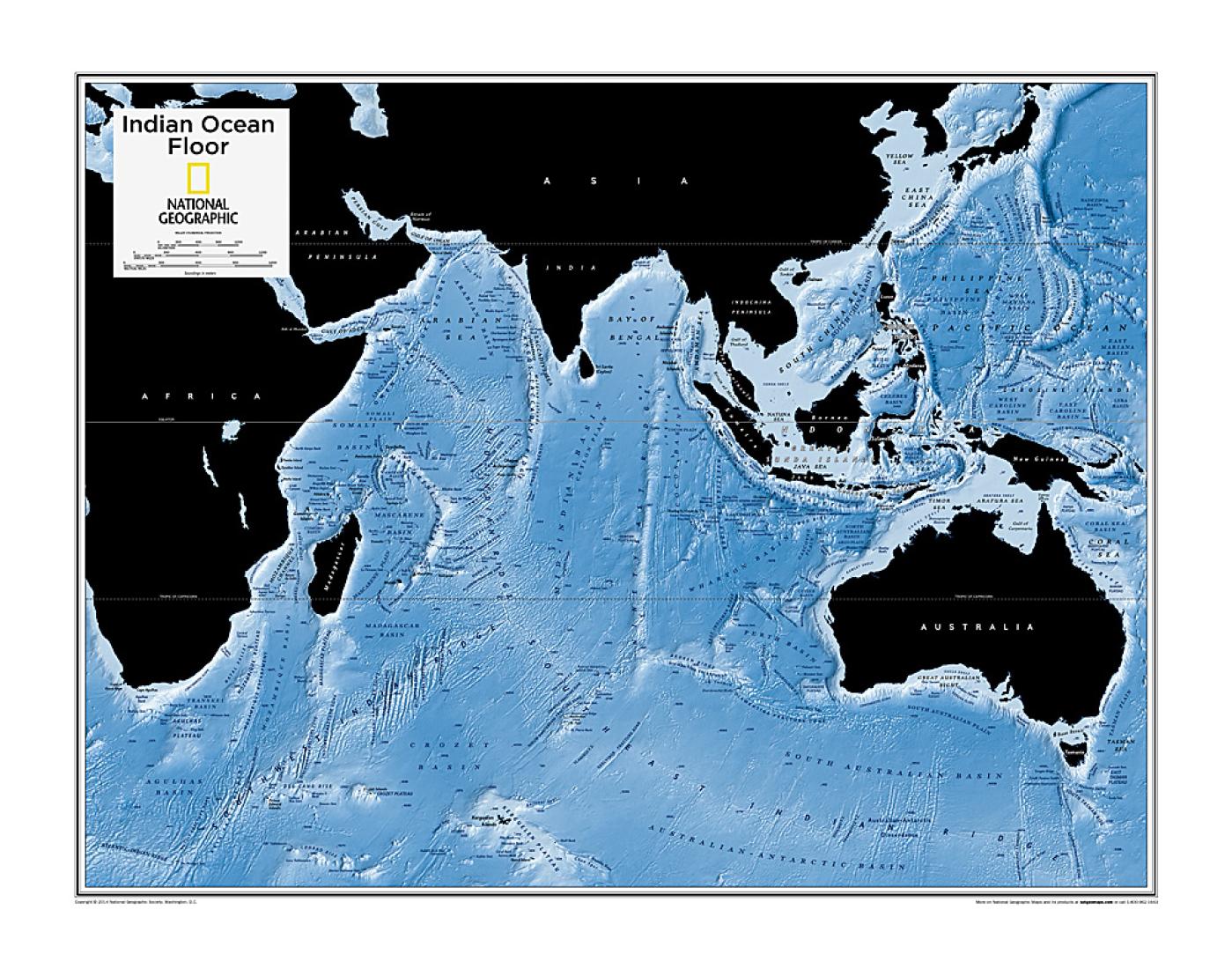 Indian Ocean Floor - Map from National Geographic Atlas of the World 10th Edition by National ...