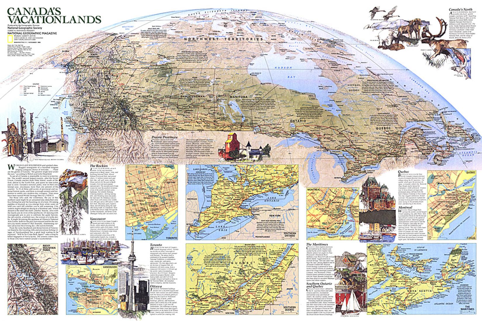 1985 Canada Vacationlands Map by National Geographic Maps