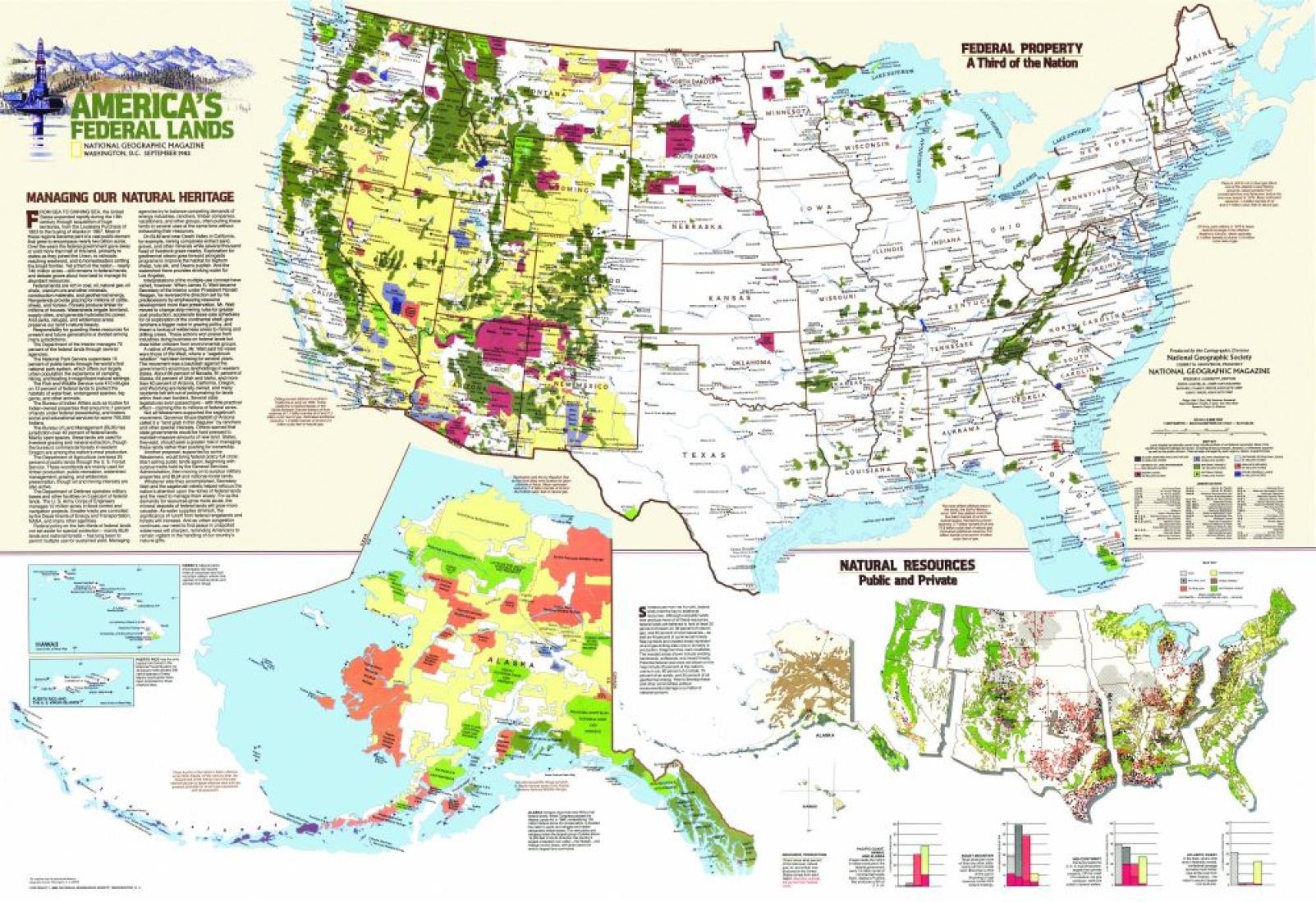 1982 United States Federal Lands Map by National Geographic Maps