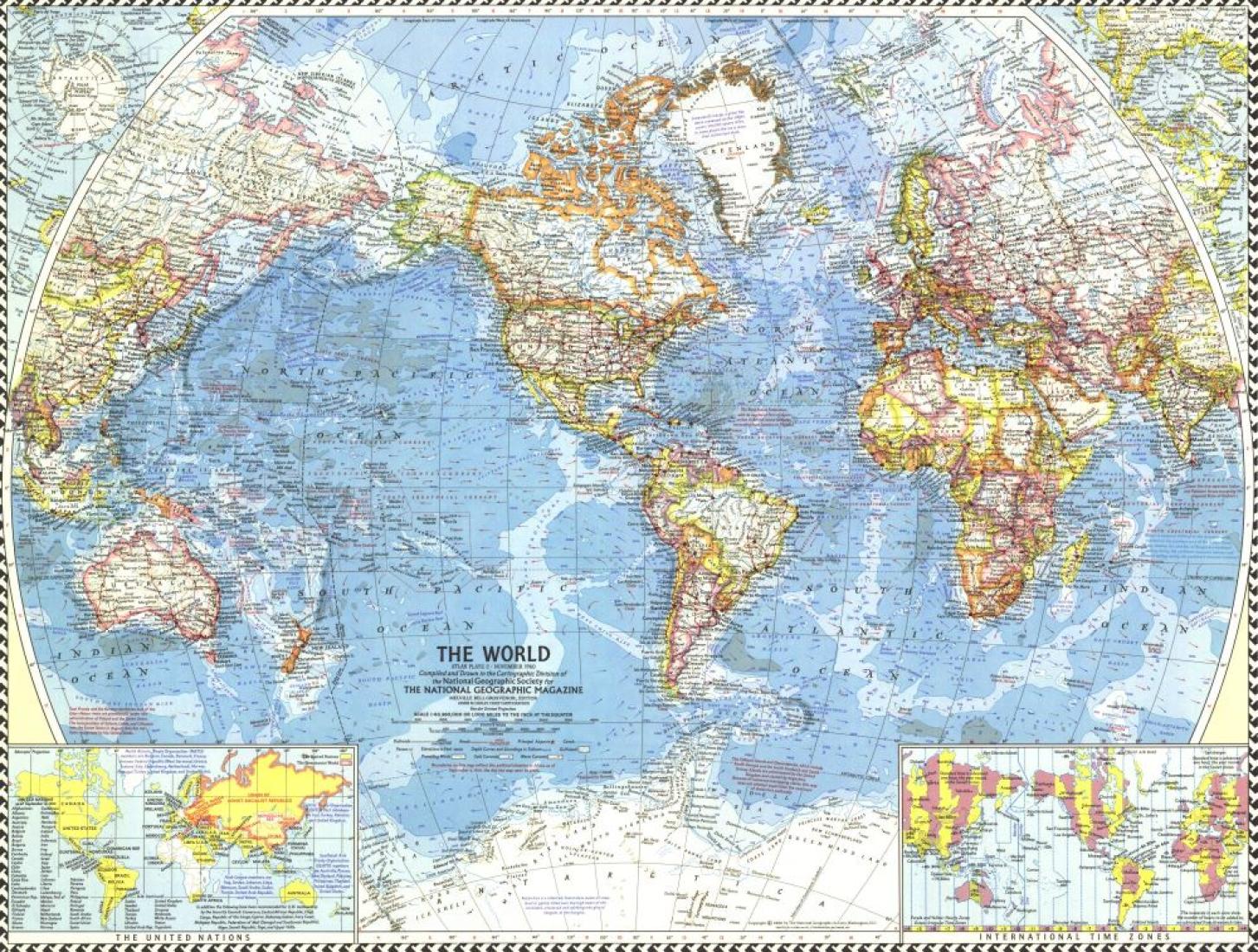 1960 World Map by National Geographic Maps
