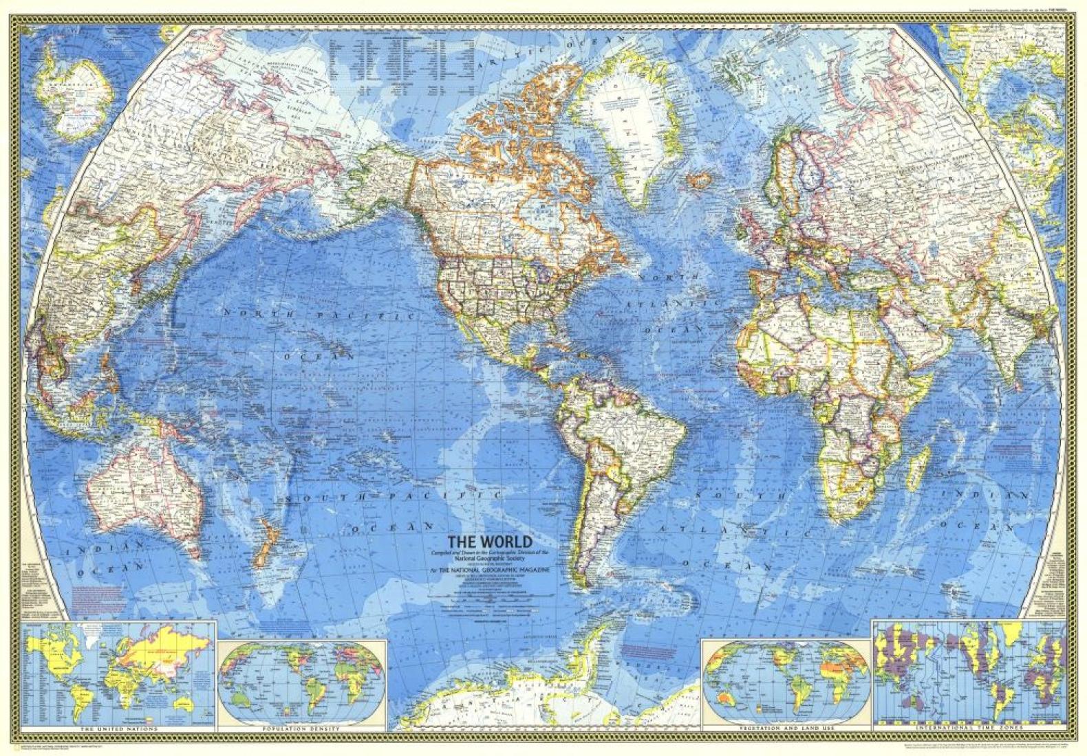 1970 World Map by National Geographic Maps