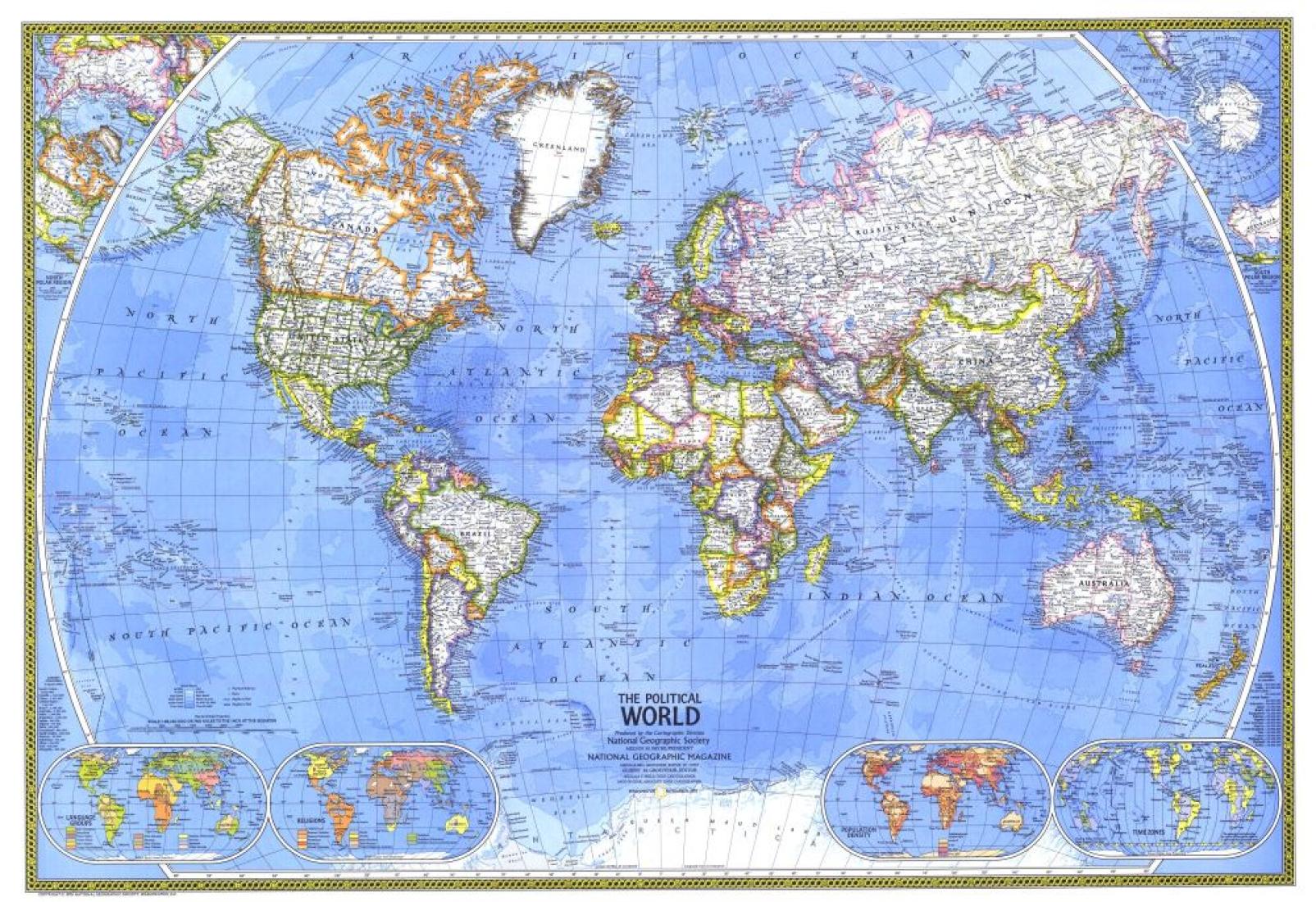 1975 Political World Map by National Geographic Maps