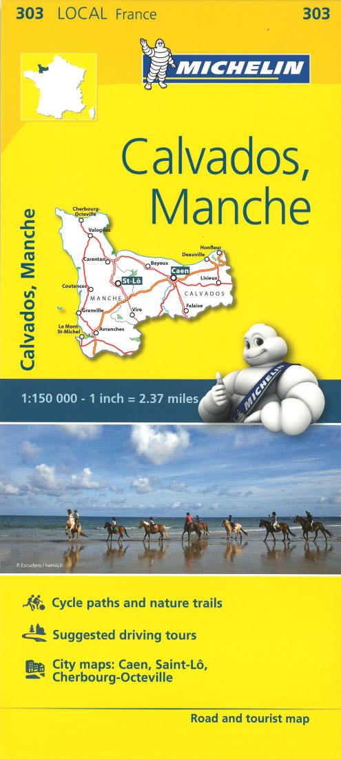Calvados, Manche Road and Tourist Map by Michelin Travel Partner