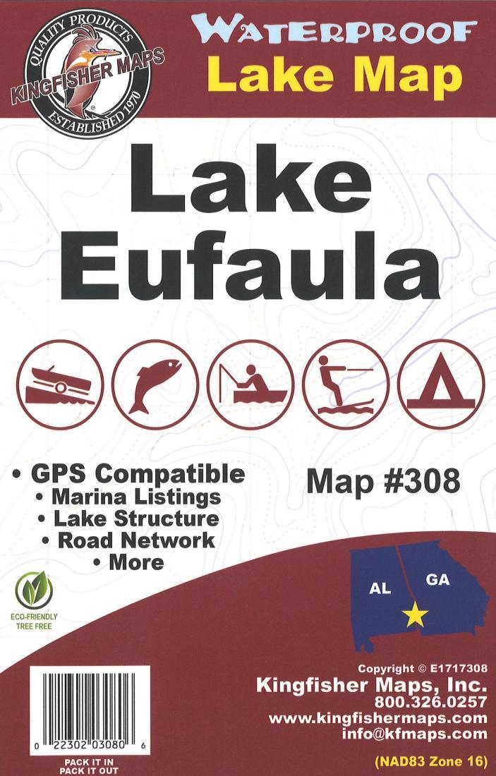 WF George/ Eufaula Waterproof Lake Map by Kingfisher Maps, Inc.