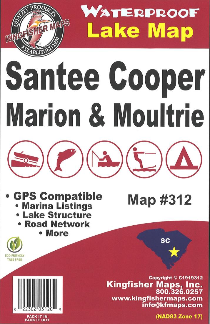 Marion/Moultrie Waterproof Lake Map by Kingfisher Maps, Inc.