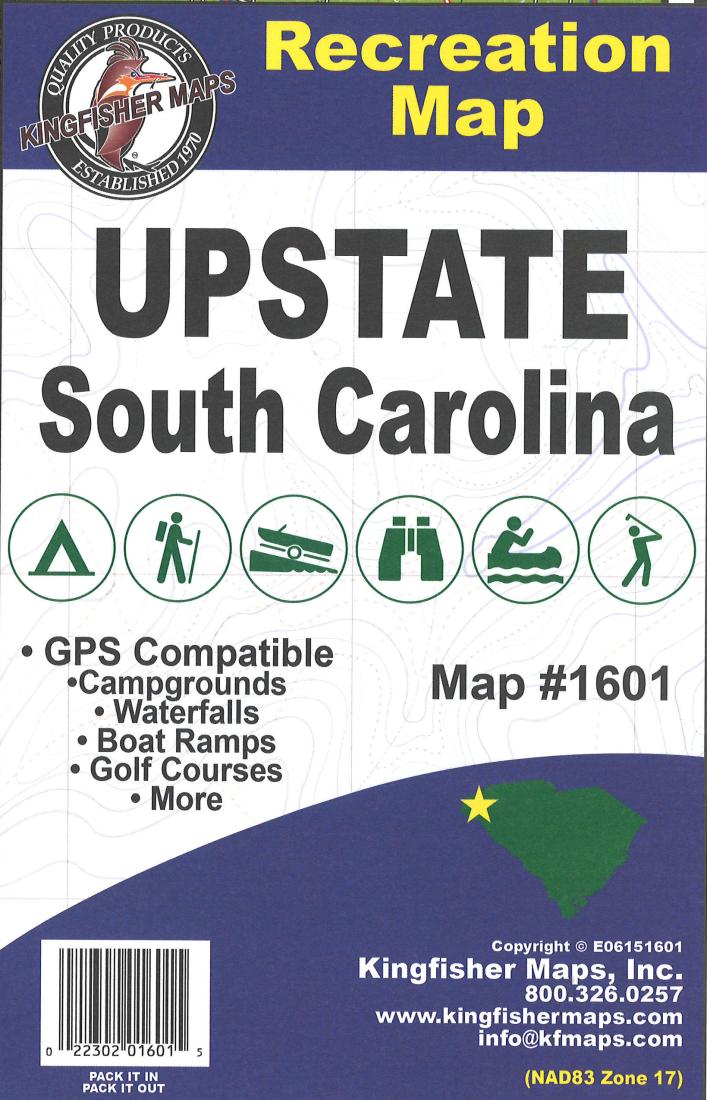 Upstate South Carolina Recreation Map by Kingfisher Maps, Inc.
