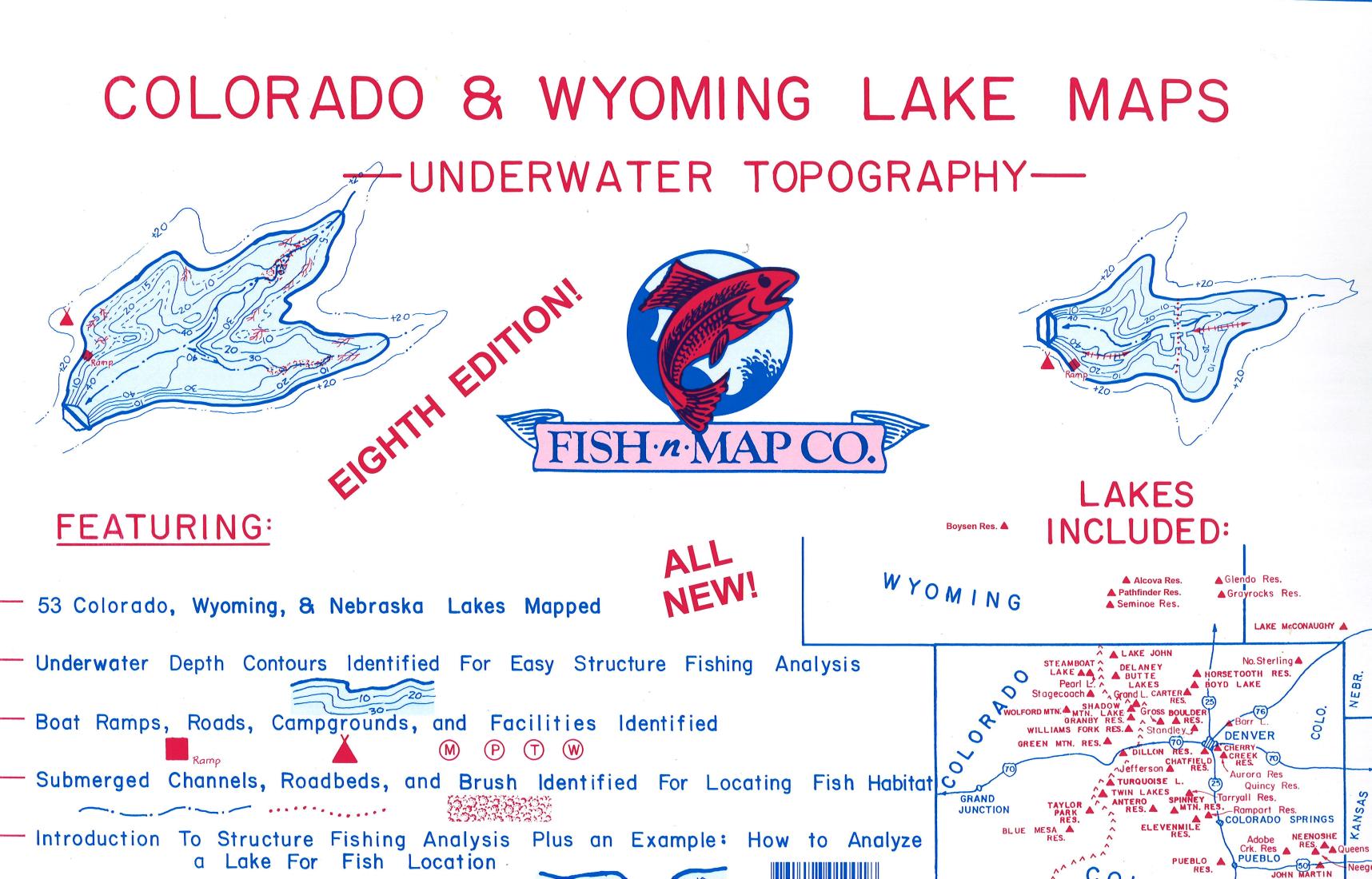 Colorado and Wyoming Lake Fishing Atlas by Fish-n-Map Company