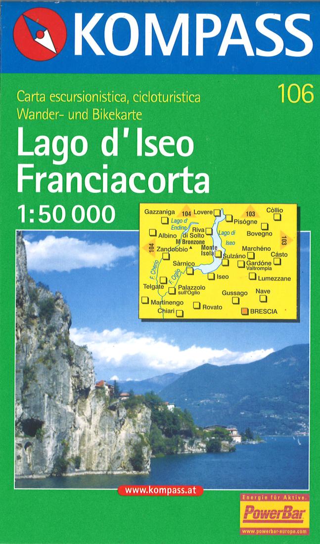 Lago d'Iseo Franciacorta Hiking Map by Kompass