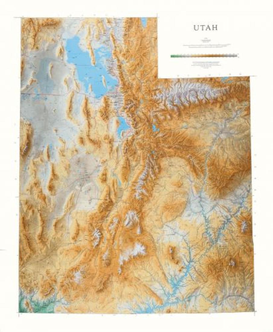 Utah, Physical, Laminated Wall Map by Raven Maps