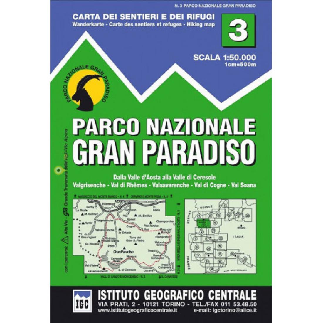 Il Parco Nazionale del Gran Paradiso Hiking Map by Istituto Geografico ...