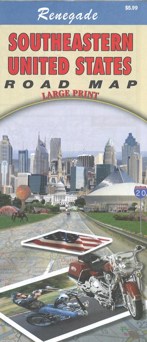 Large Print Southeastern United States Road Map by Renegade Maps