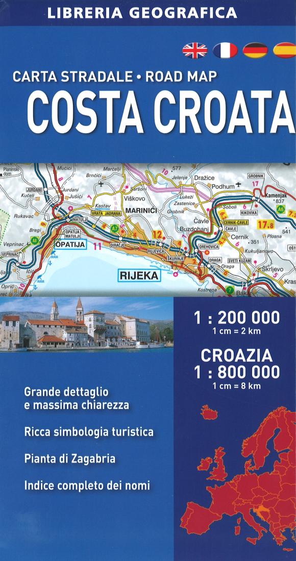 Croatian Coast Road Map by Libreria Geografica