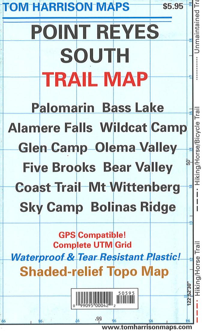 Limantour Day Hikes Trail Map by Tom Harrison Maps