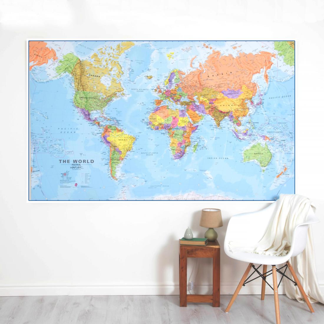 Huge World Politial Map with Lamination by Maps International Ltd.