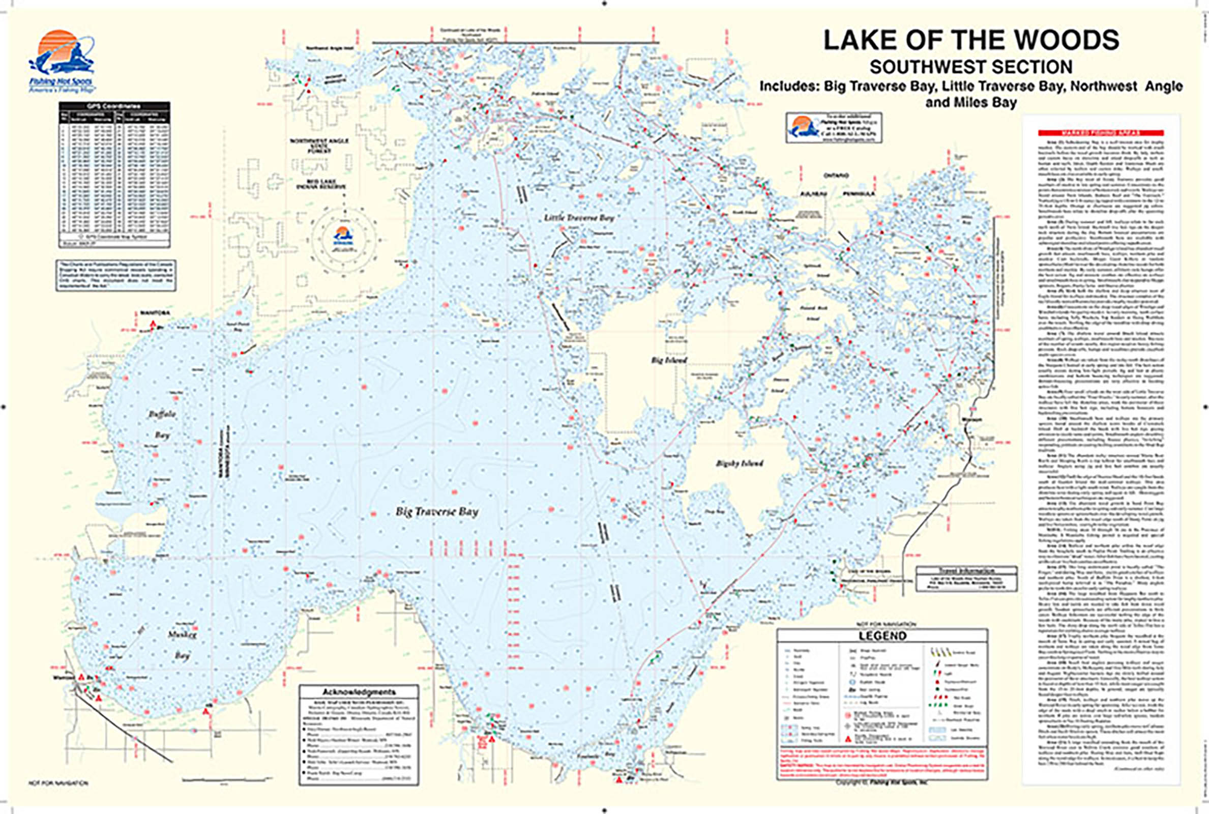 Q273 - Lake of the Woods Southwest Fishing Wall Map, Lake (incl. Big ...