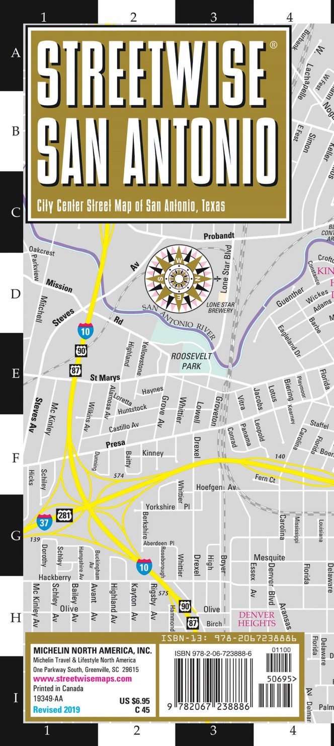 Streetwise San Antonio laminated map