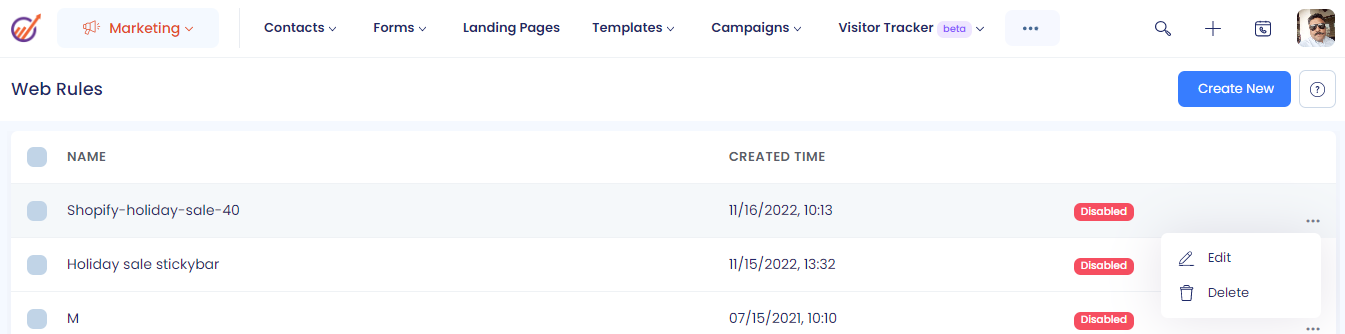Web Rules in EngageBay