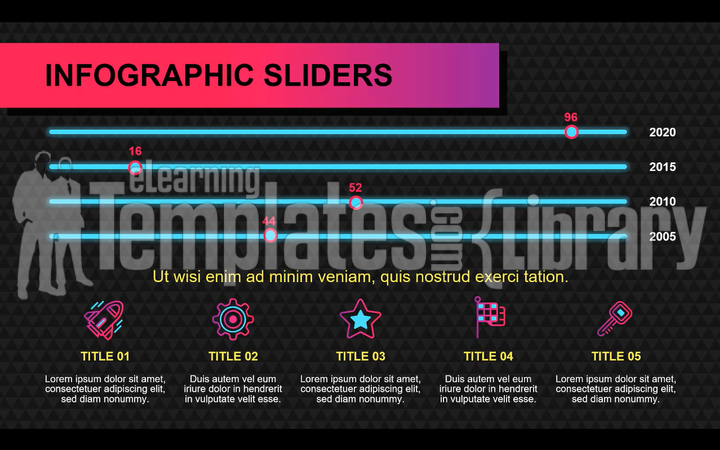 80s Neon Style Infographic Sliders - PowerPoint