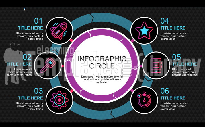 80s Neon Style Infographic Circle - PowerPoint