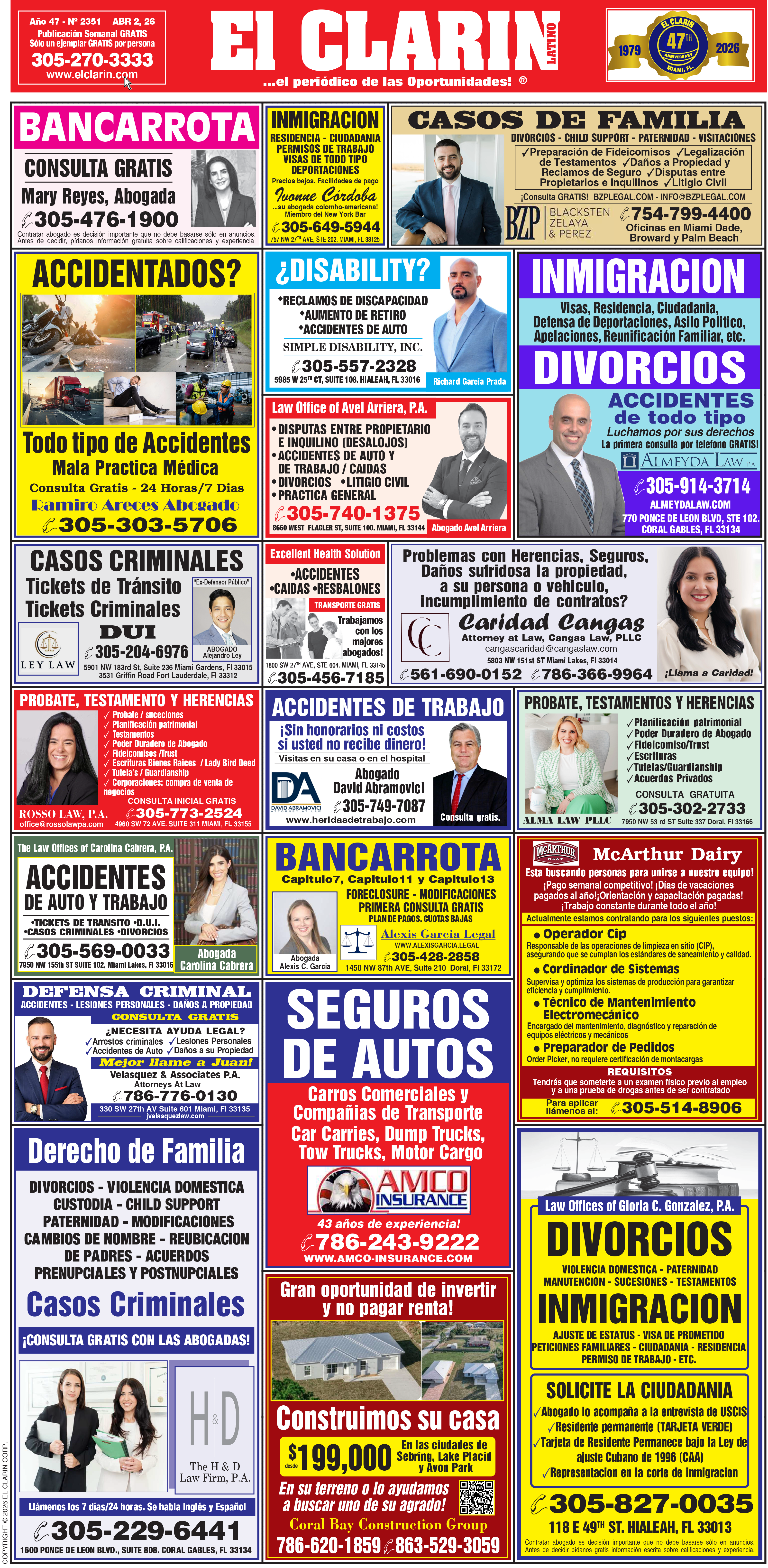 El Clarin: Anuncios clasificados en Miami