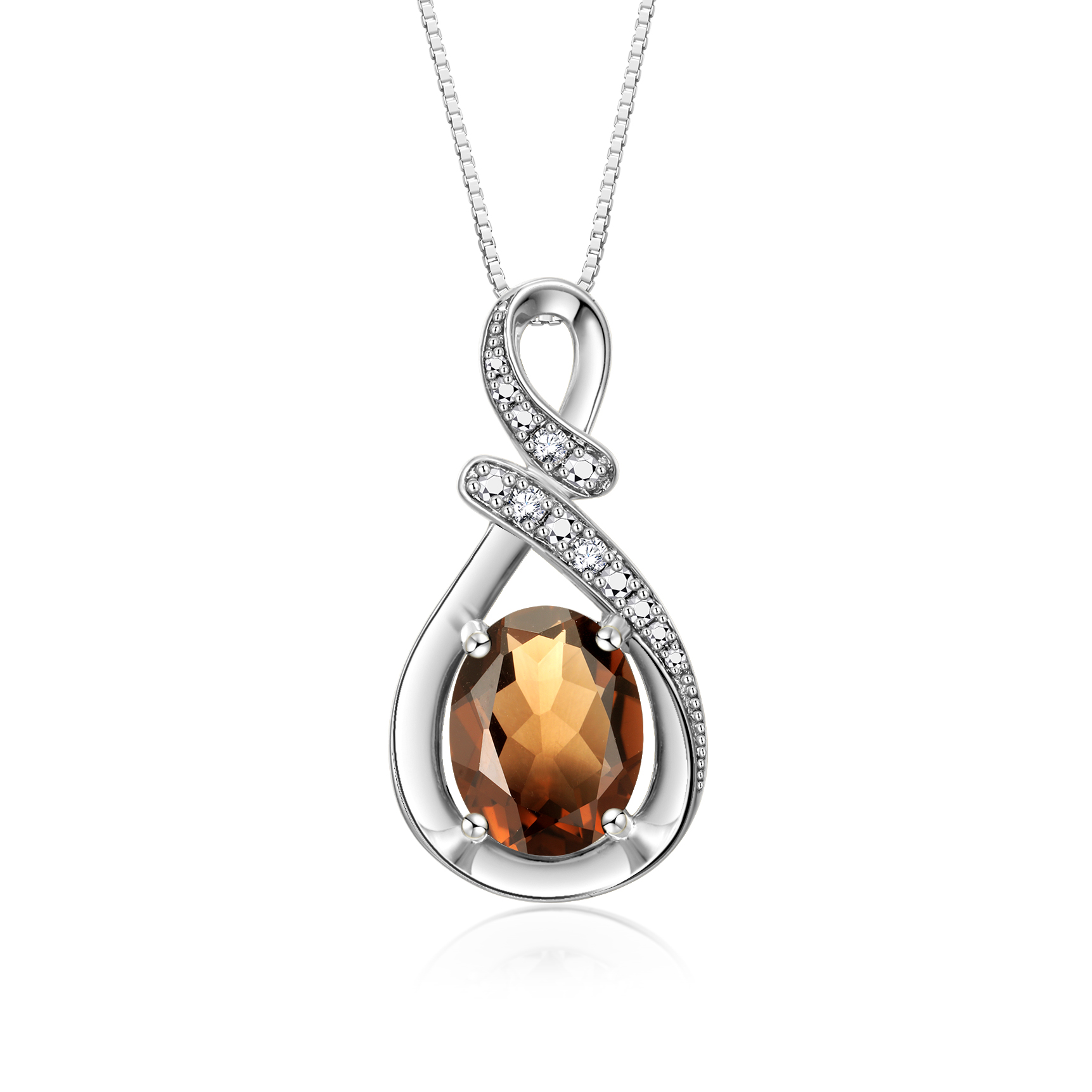 Rylos Sterling Silver Smoky Quartz & Diamond Gemstone Matching Set Sz 5 ...
