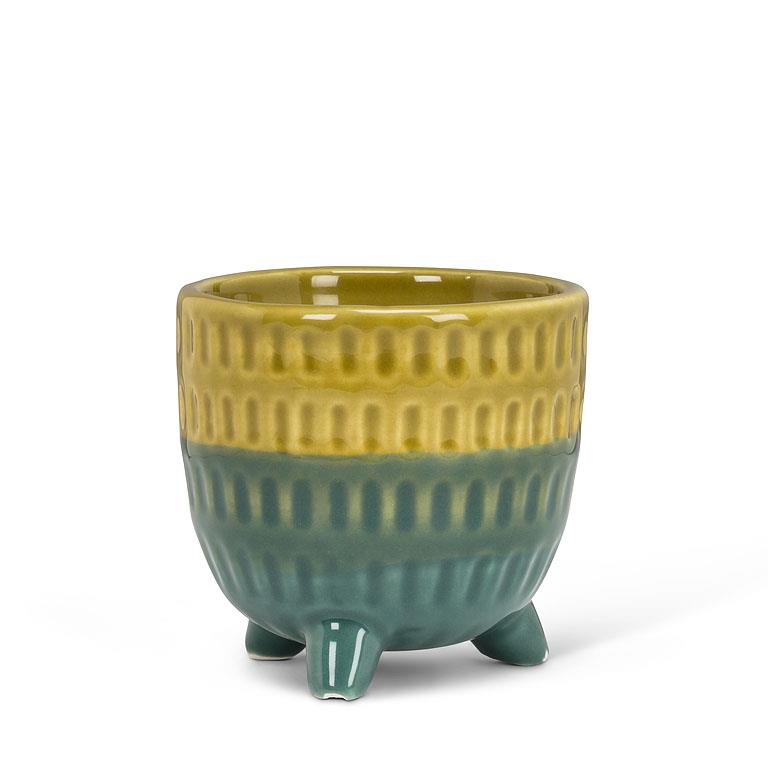 Sm Two Tone Footed Planter-3"D