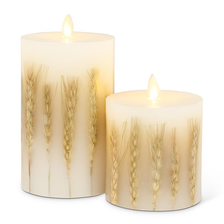 Sm Wheat Reallite Candle-3.5x4.5"