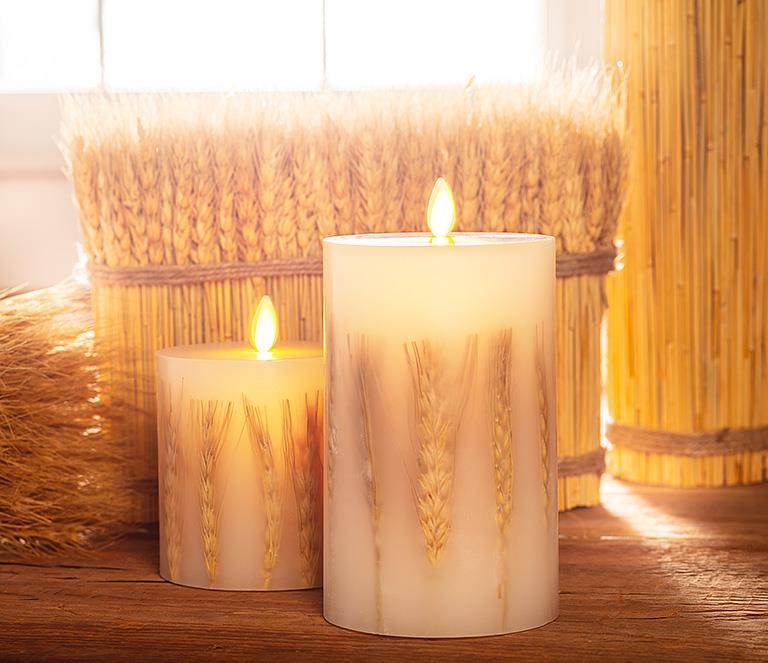 Sm Wheat Reallite Candle-3.5x4.5"