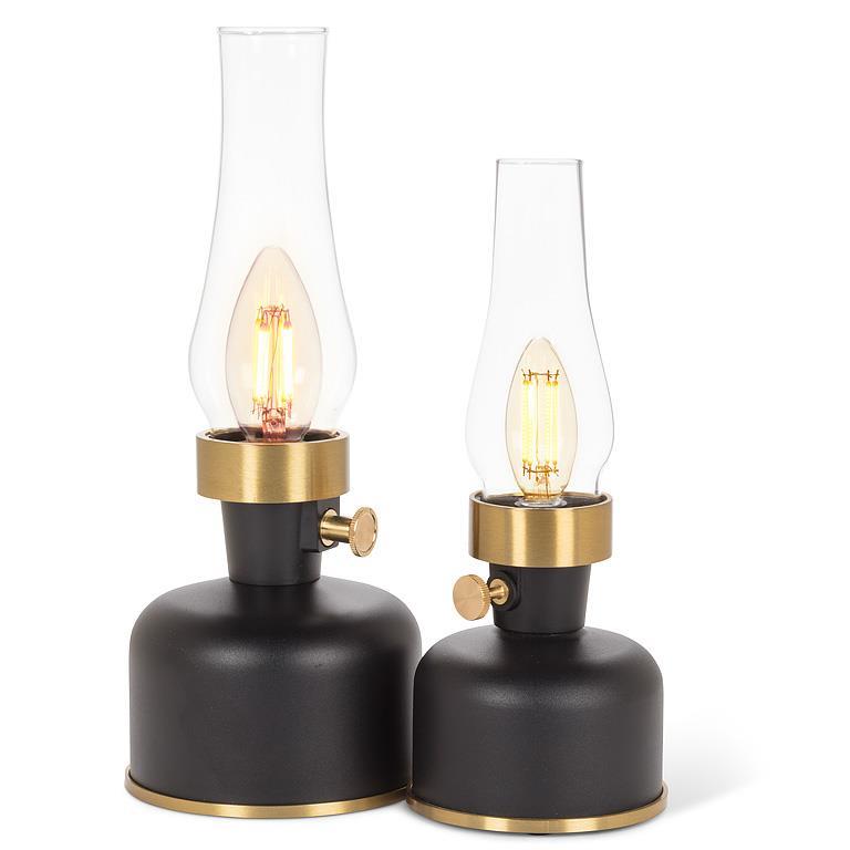 Lantern LED Lamp w/Chimney-Blk-10.5"H