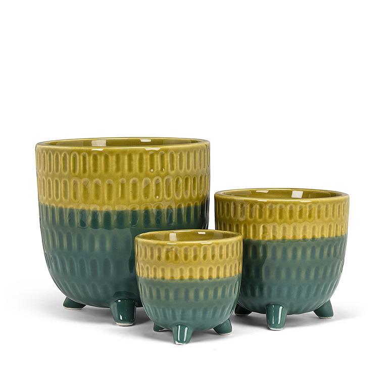 Sm Two Tone Footed Planter-3"D