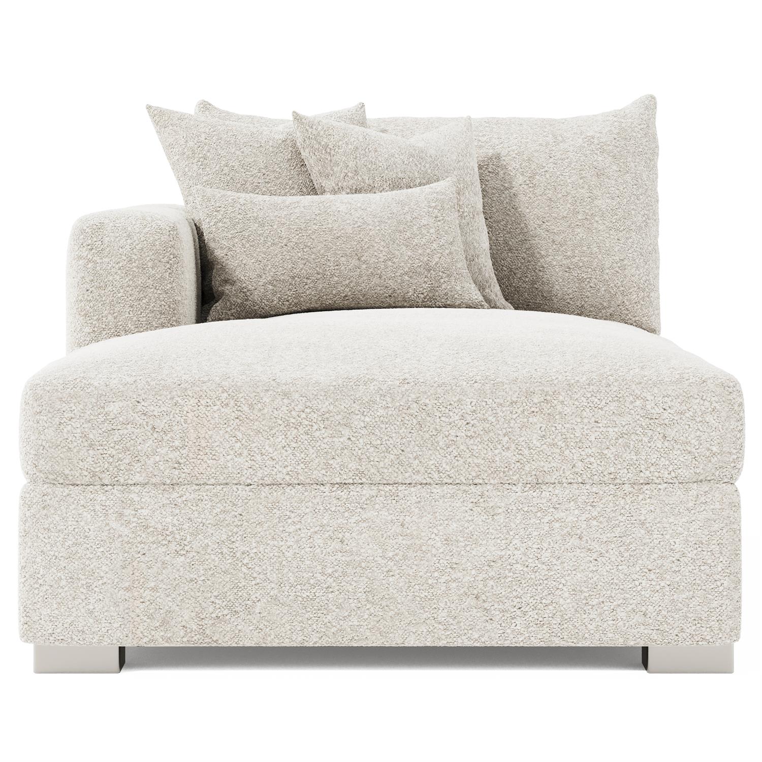 Helena Fabric Left Arm Chaise Metal Foot