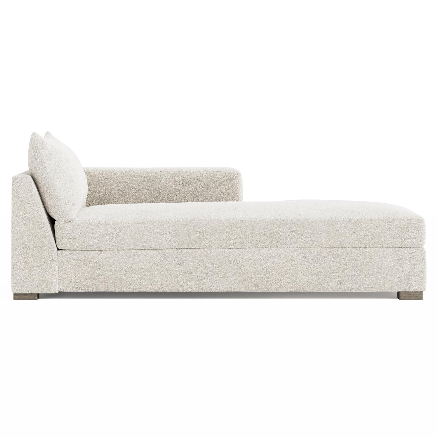 Helena Fabric Right Arm Chaise Without Pillows Wood Foot