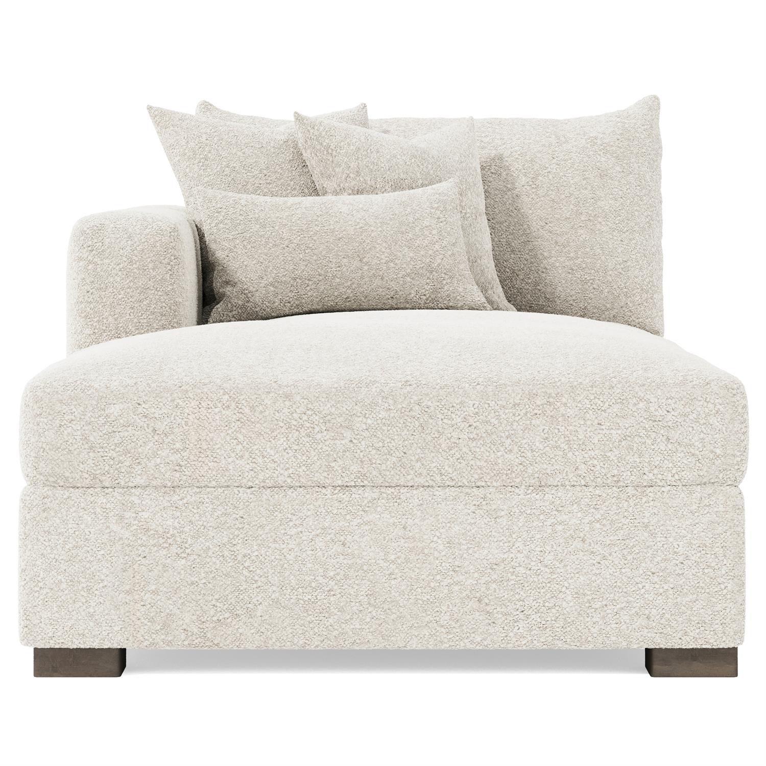 Helena Fabric Left Arm Chaise Wood Foot