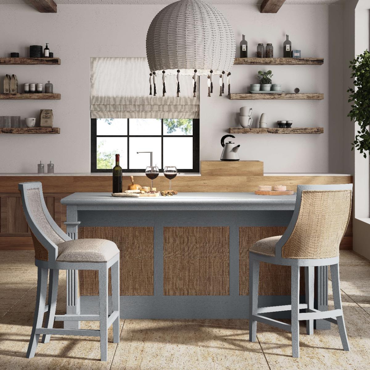 Monarch Counter Stool w/ Rattan Back