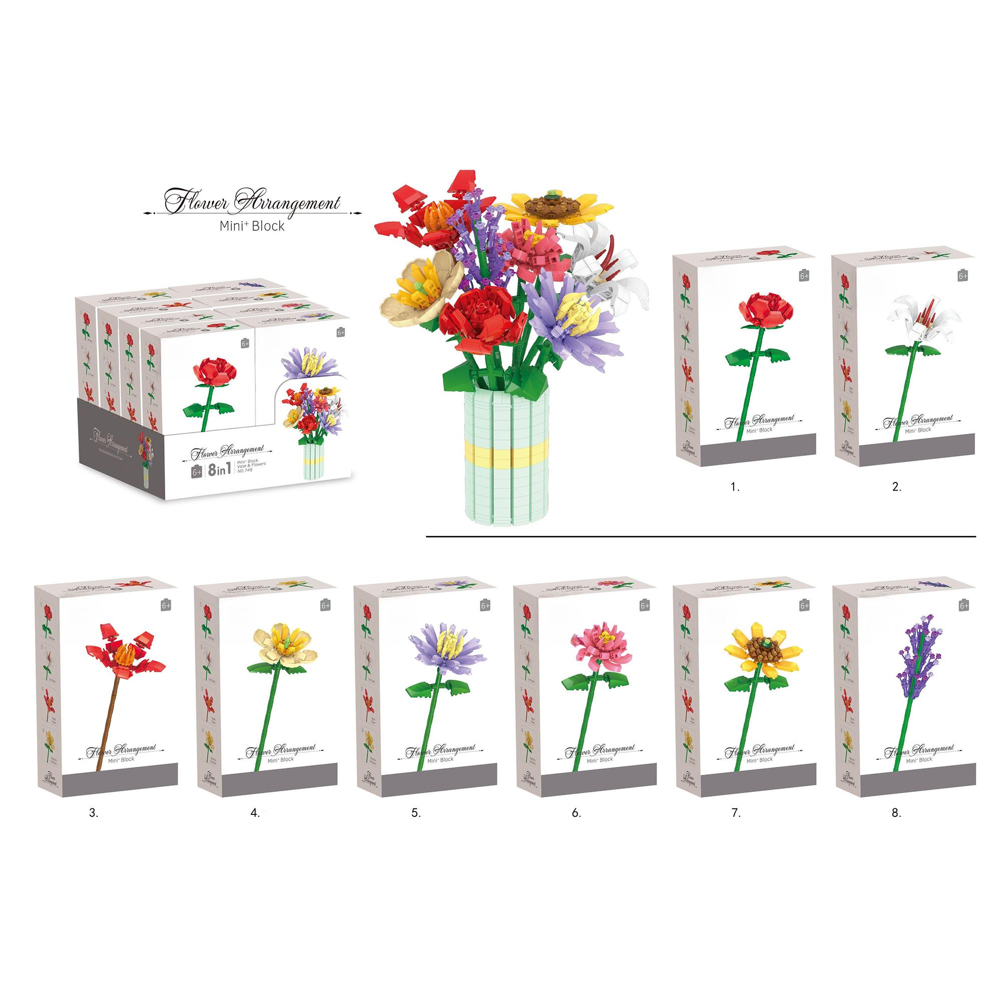 DIY Flower Bouquet Building Blocks, 8 Asst., 8pcs/dsp