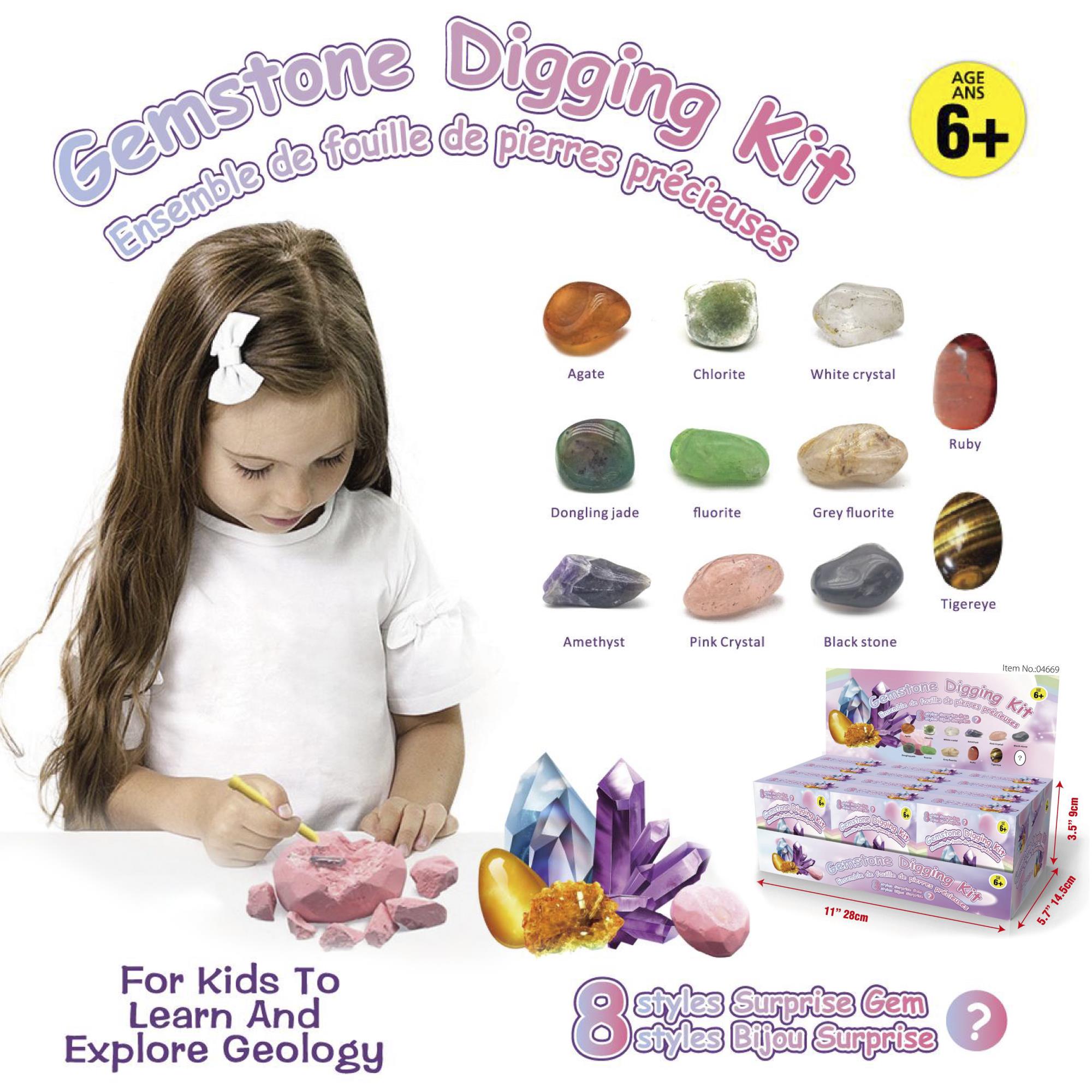 Gemstone Digging Kit, 4 Asst., 12pcs/dsp