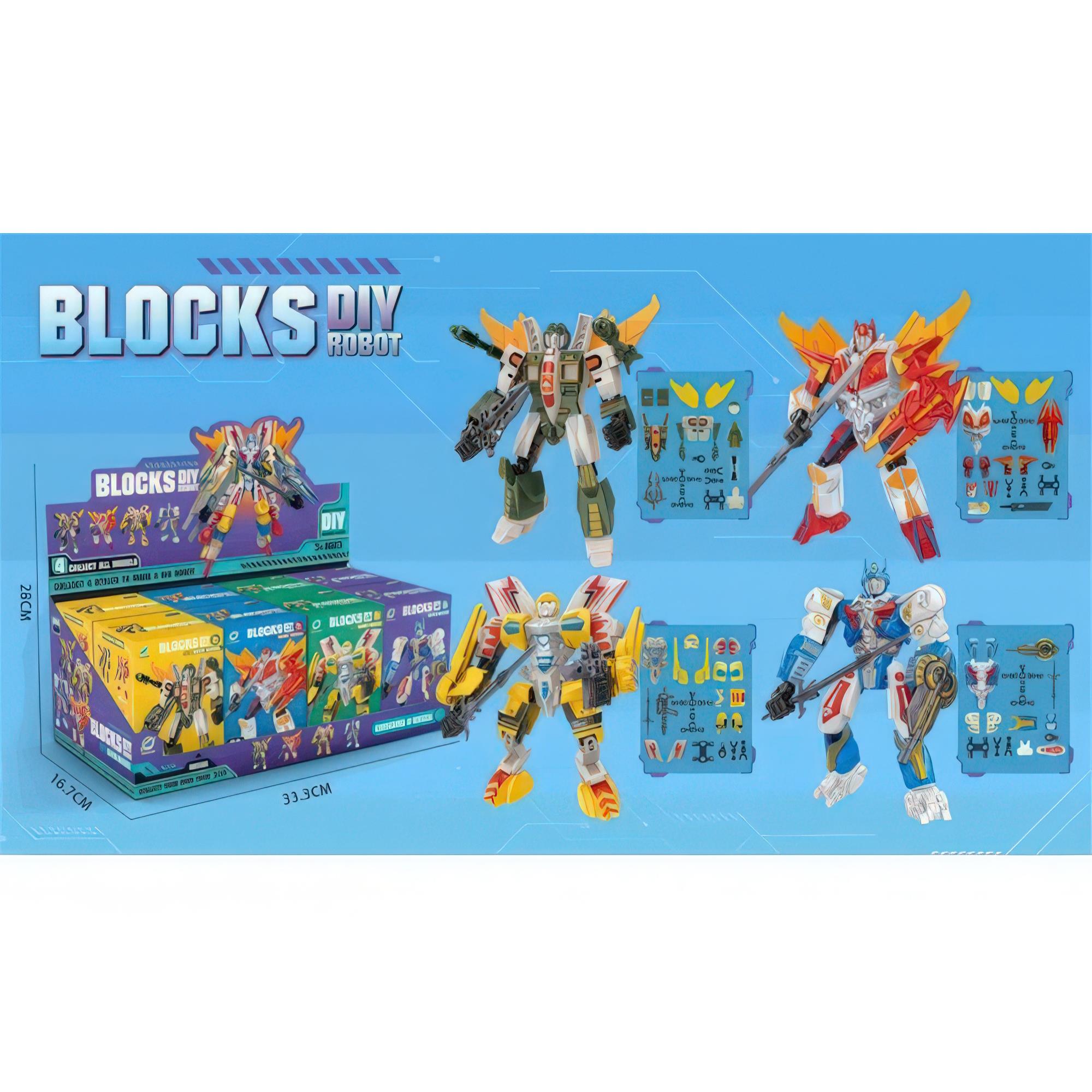 Robot Building Blocks, 4 Asst., 8pcs/dsp