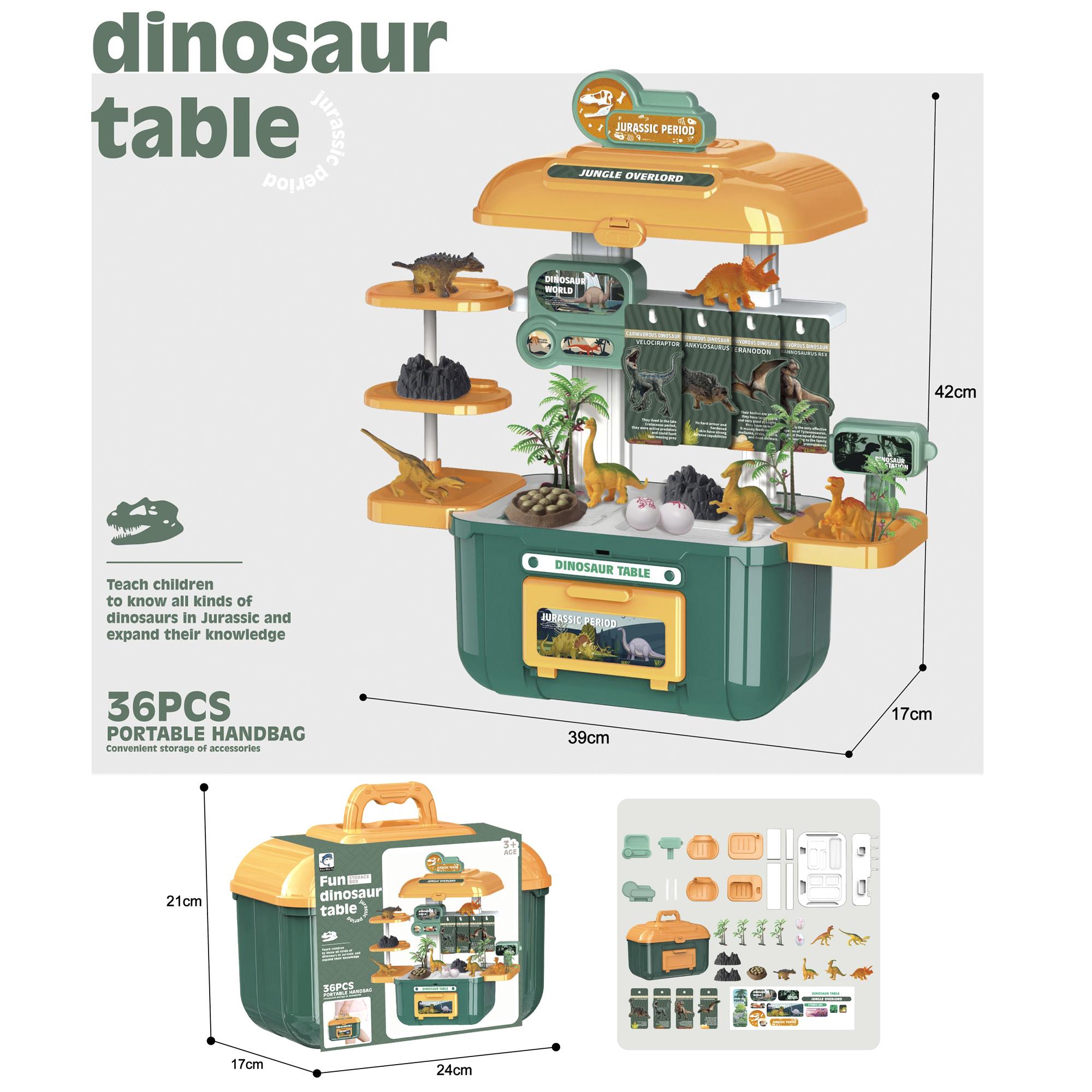 36pcs Dinosaur Table Playset in Carrying Case