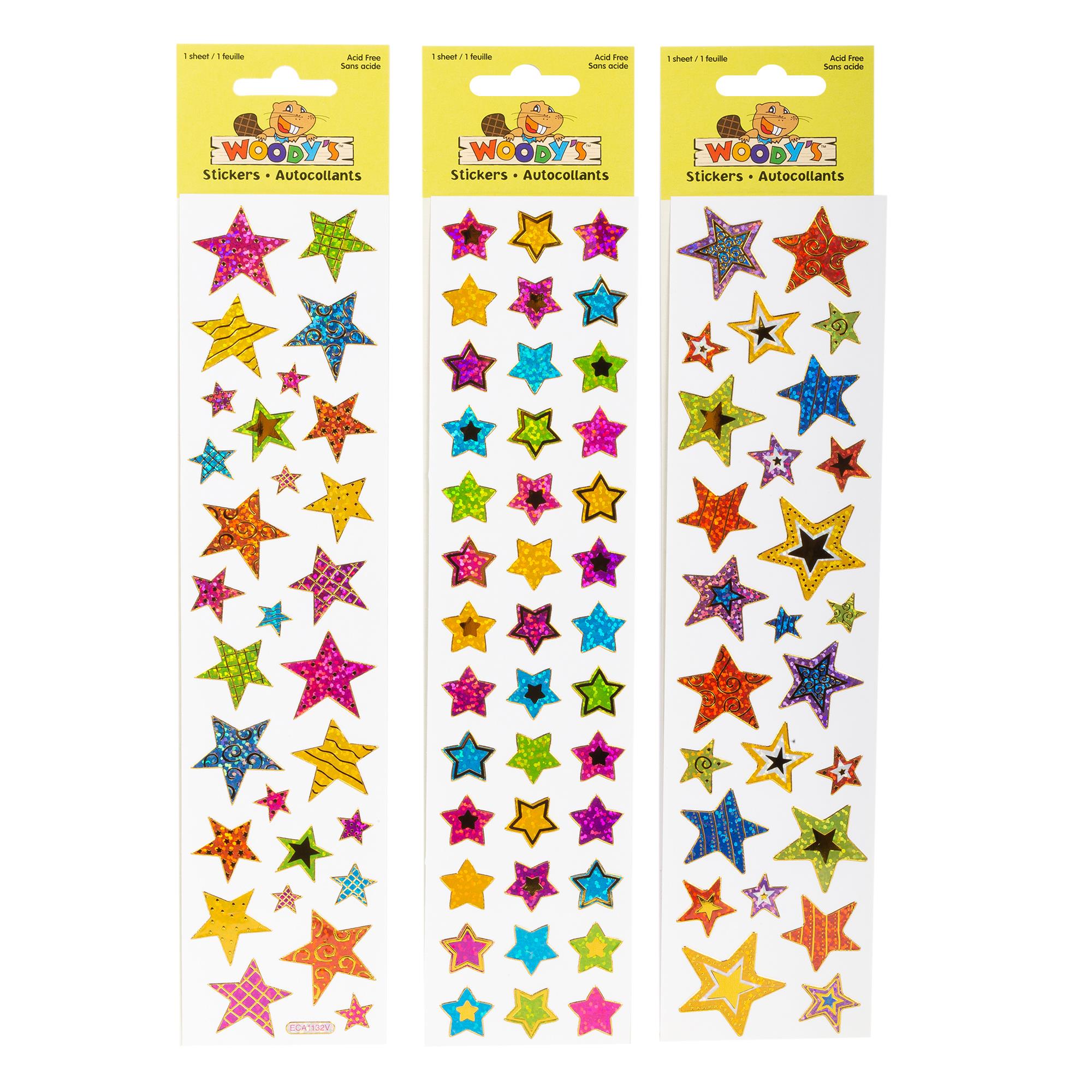 Woody's Stickers, Stars, 3 styles, pbh