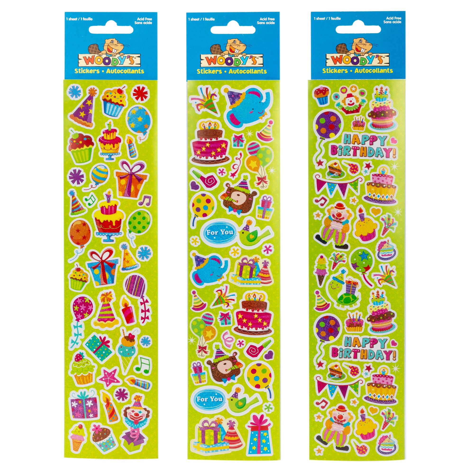 Woody's stickers, Party 3 Asstd Styles, pbh