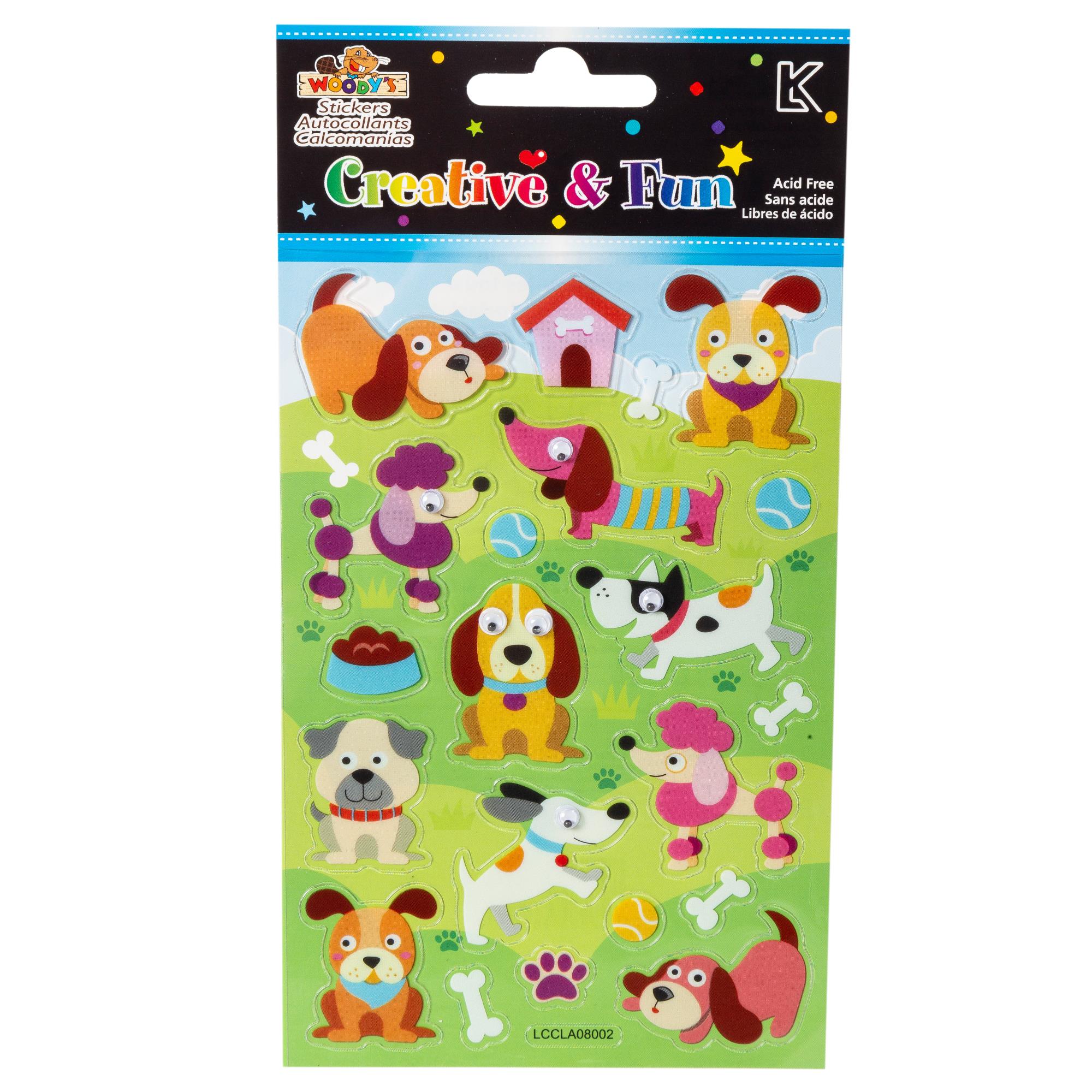 Woody's, 4" x 6", Googly Eyes Stickers, Dogies, pbh