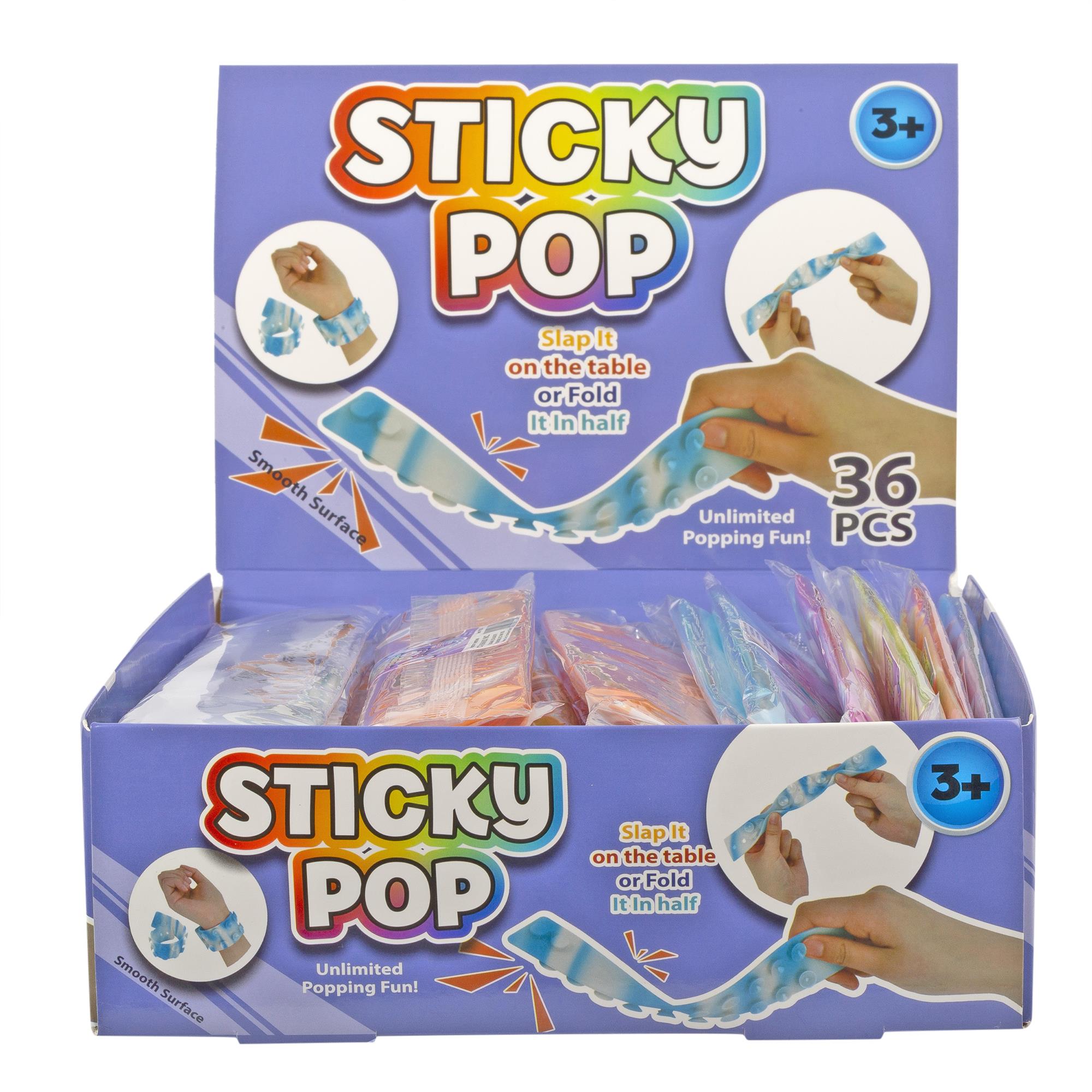 Sticky Pop Fidget Toy, 4x23cm 6 asstâ€™d colours, 36/dsp
