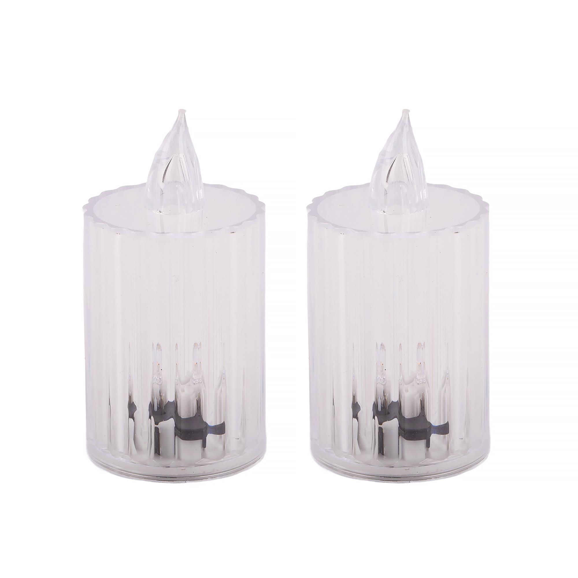 Deco Lite 2pk LED Votive w/Optic Look, Clear, Warm White LED, Batteries ...